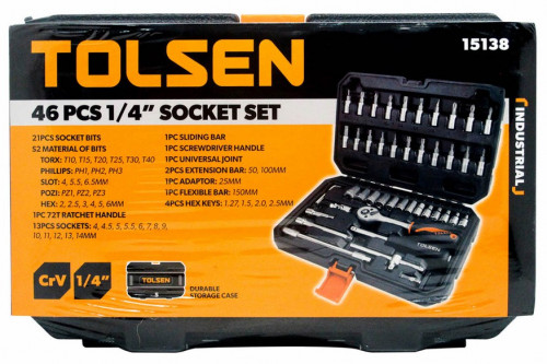 Tolsen 15138 46-Pcs 1/4" Socket Set Price in Bangladesh | BDStall
